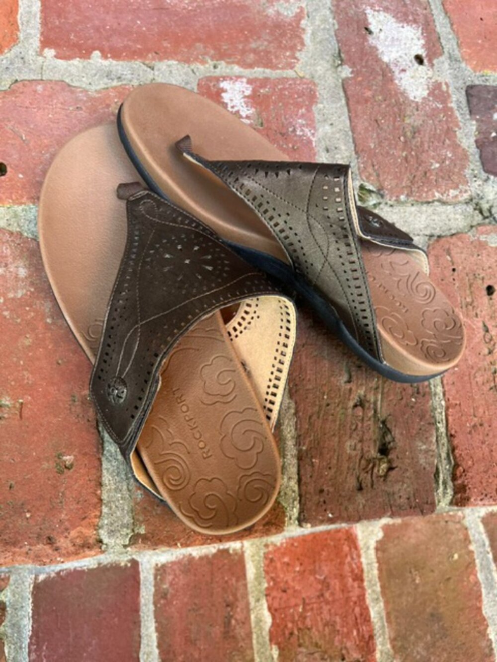 Rockport | Shoes | Rockport Bronze Color Leather Thong Sandals For ...